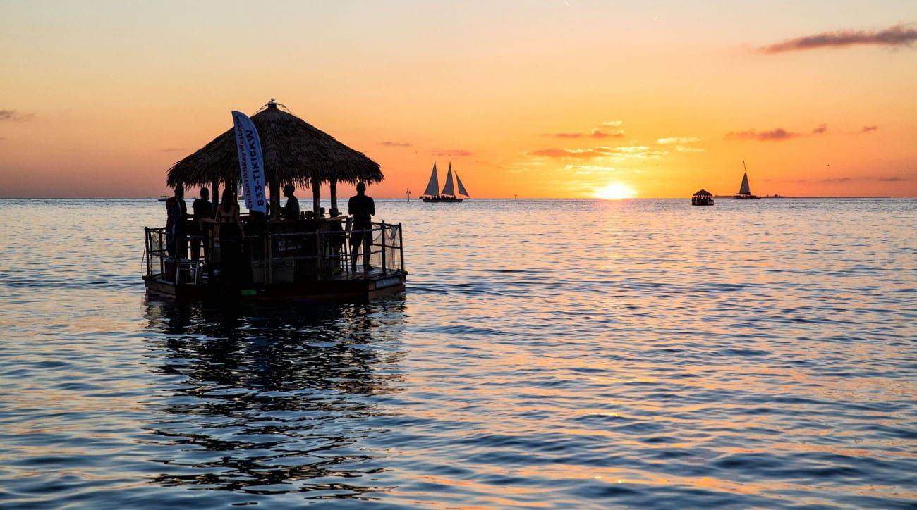 Cruising around Key West on a Tiki Boat